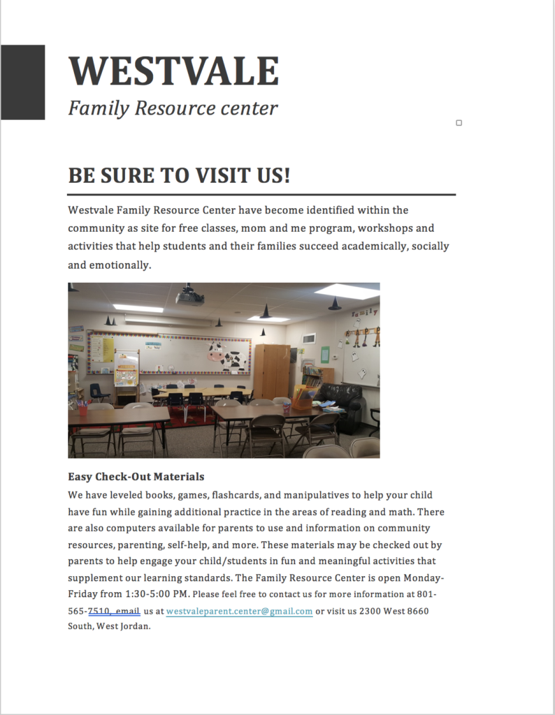Family Resource Center – Westvale Elementary